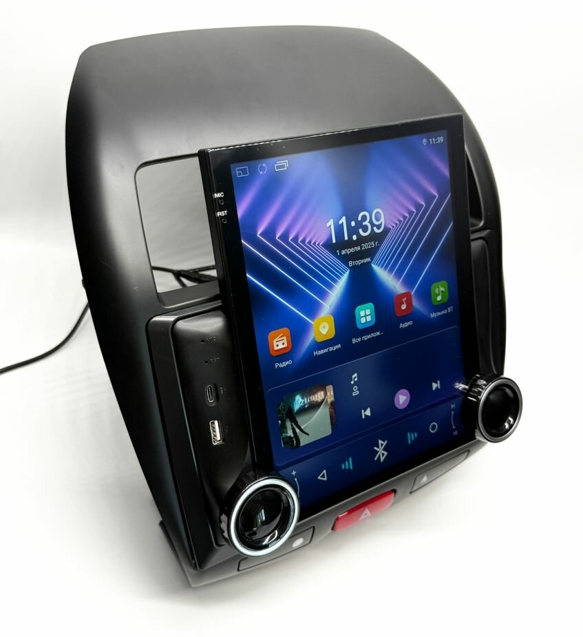 Большая магнитола Tesla Drive One 4/64 с крутилками Mitsubishi Asx 2010-2015 , 10 дюймов