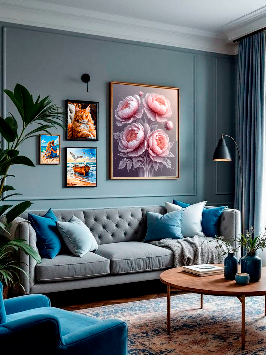 Картина на стену для интерьера Шелковые пионы 40х50 см, холст на подрамнике, InterToys