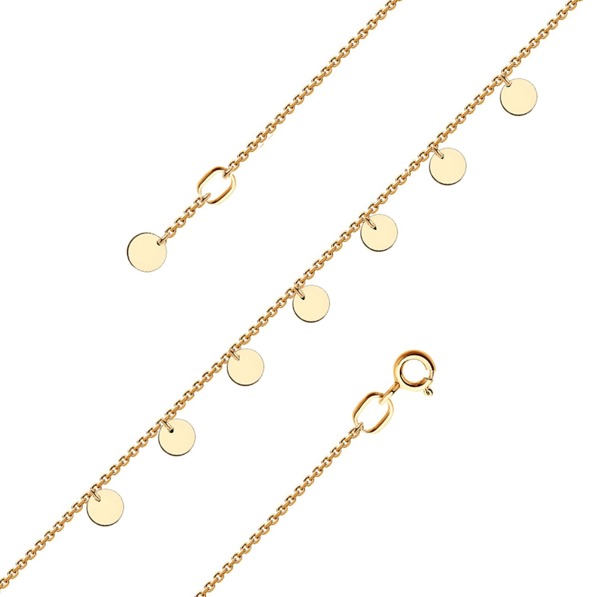 Браслет-цепочка, красное золото, 585 проба