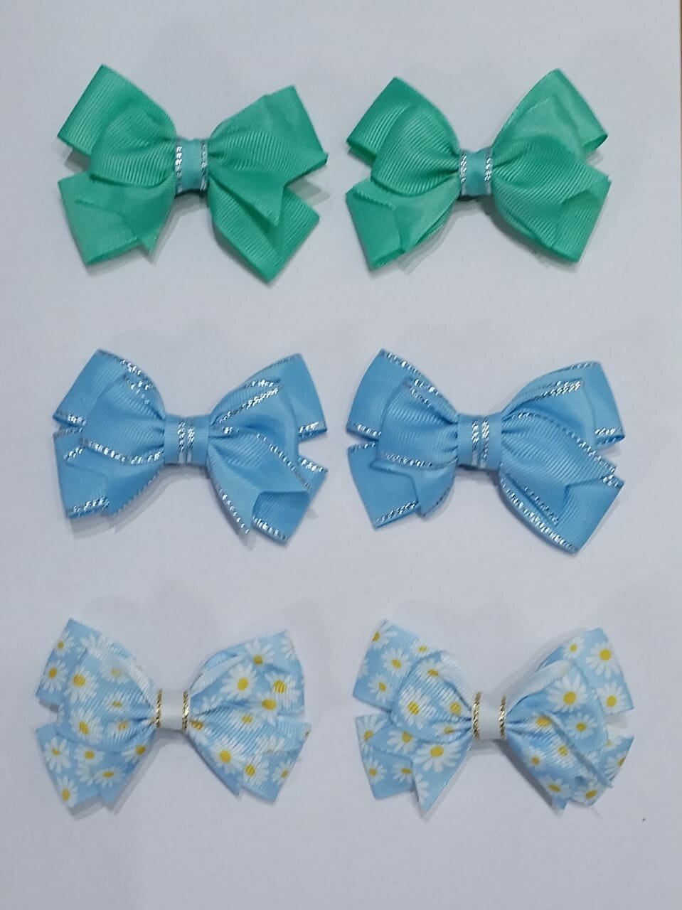 Бантики для волос 6-7см на зажимах, ручная работа, для школы, для детского сада, миниатюрные, повседневные 6 шт