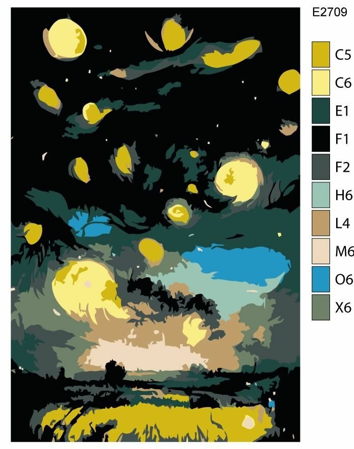 Детская картина по номерам E2709 "Лунная ночь" 20x30