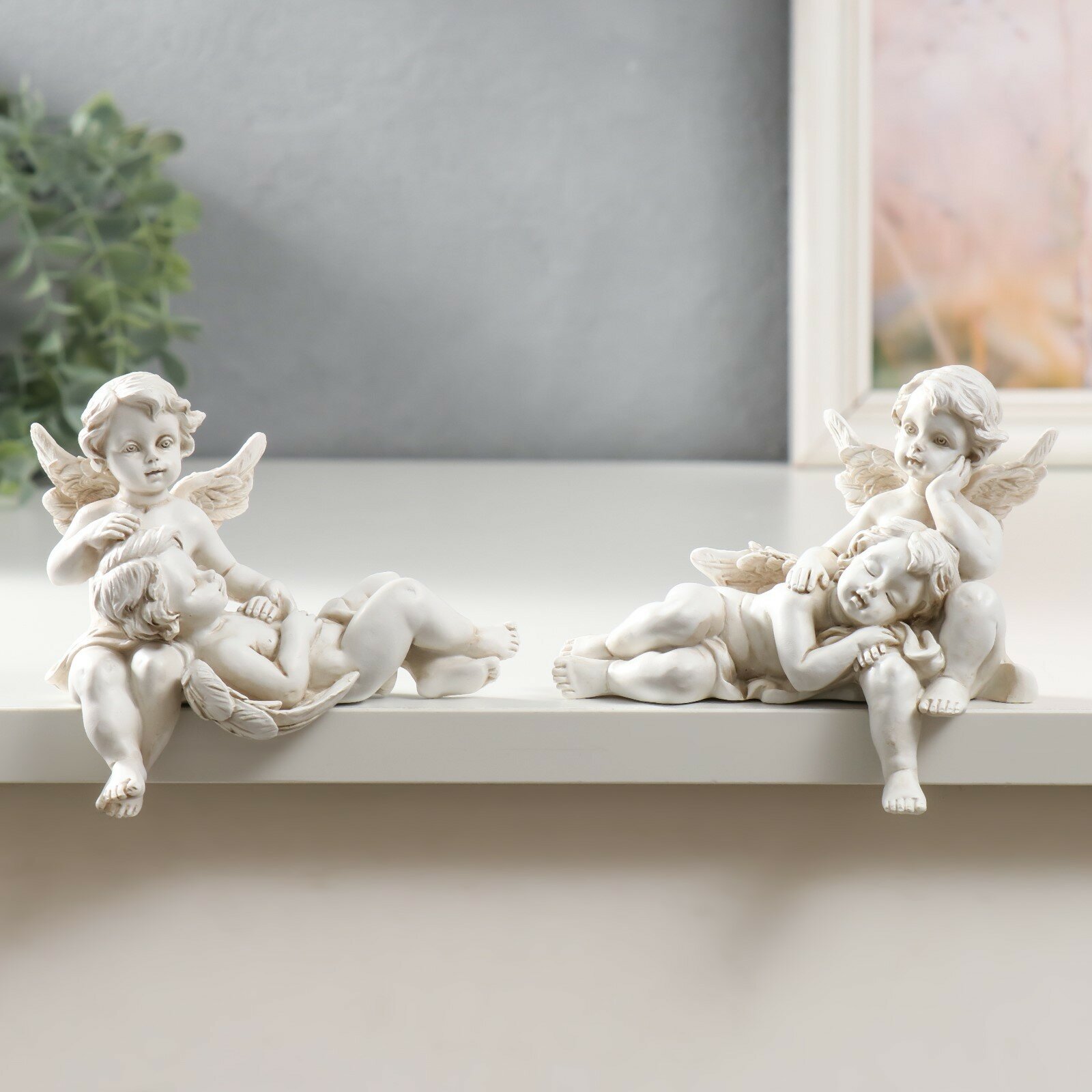Сувенир полистоун "Спящие ангелы" микс 11х6,5х11,5 см