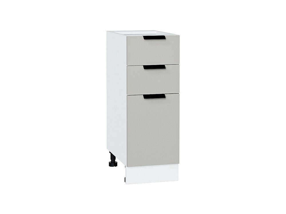 VVT Шкаф нижний с 3-мя ящиками Евро Белый, Агат, 300 В*Ш*Г 816*300*478, фасад МДФ Агат, корпус Белый Агат