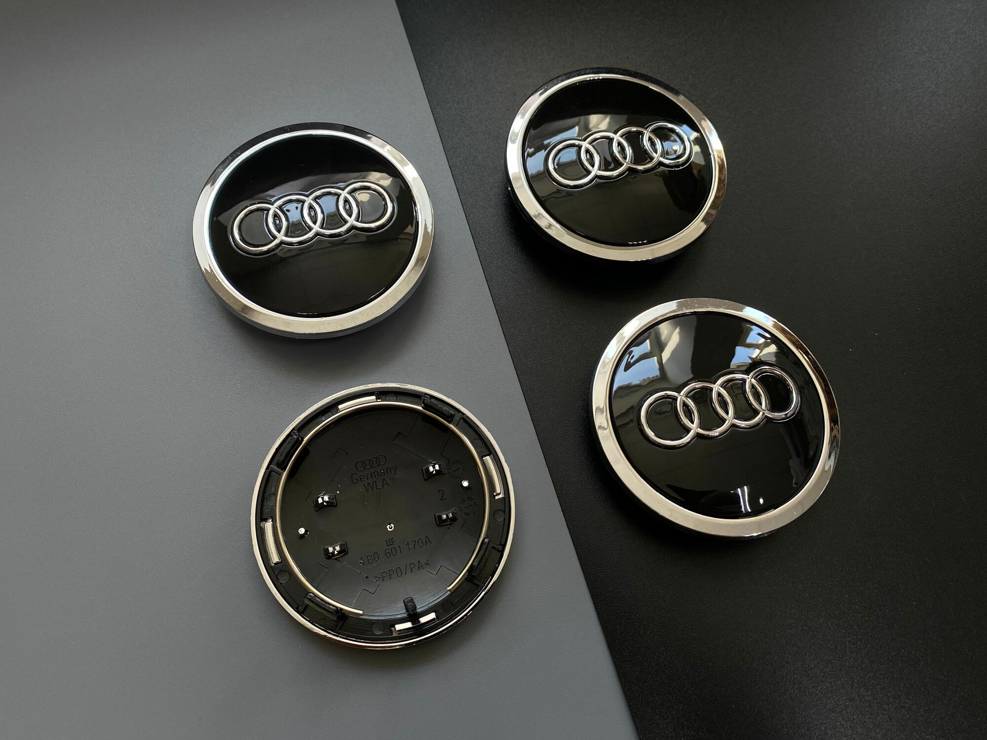 Заглушки диска Ауди/Колпачки для диска AUDI 69/56/13 мм (комплект 4 шт) 4B0601170A черный