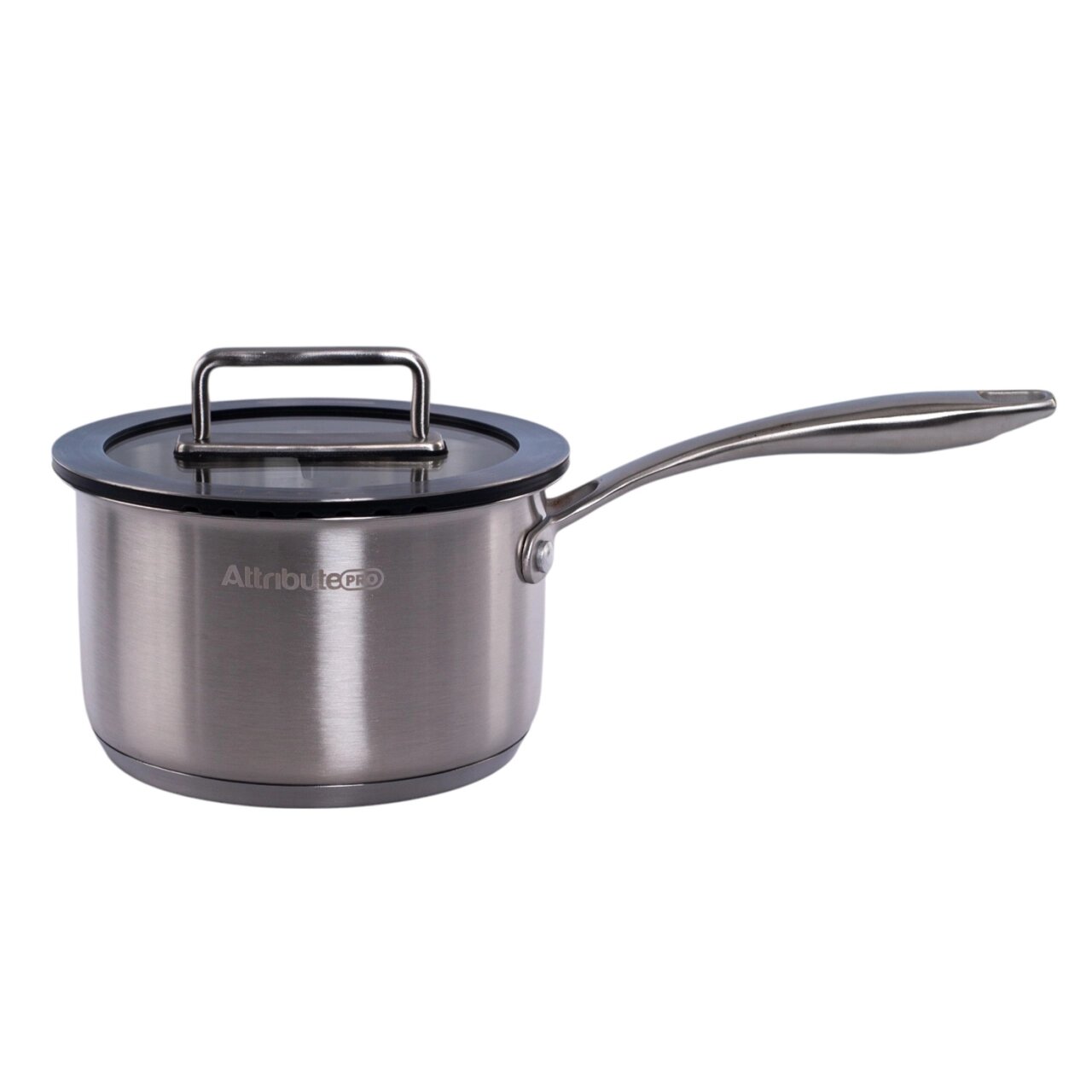 Attribute Argento Ковш 16 см, 1.8 л, индукция, нержавеющая сталь/стекло, с крышкой