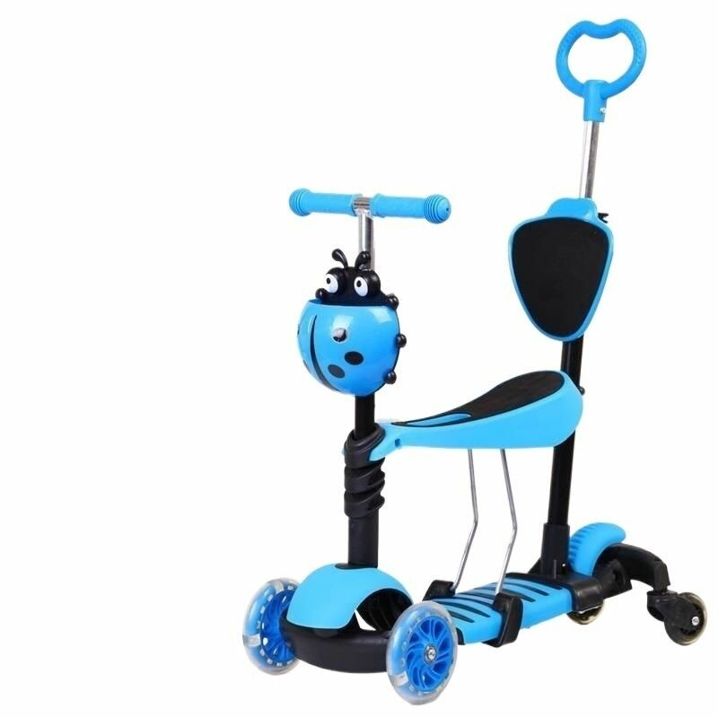 Детский самокат "Пять в одном", алюминиевый сплав, максимальная нагрузка 25кг, светящиеся колеса