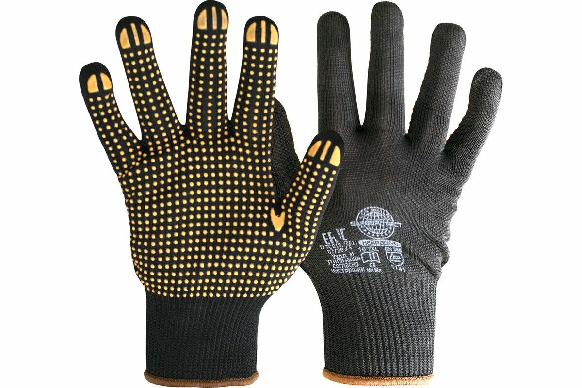 Safeprotect НейпДот-Ч перчатки нейлон+ПВХ-точка черные, размер 9 (L), код 03120L