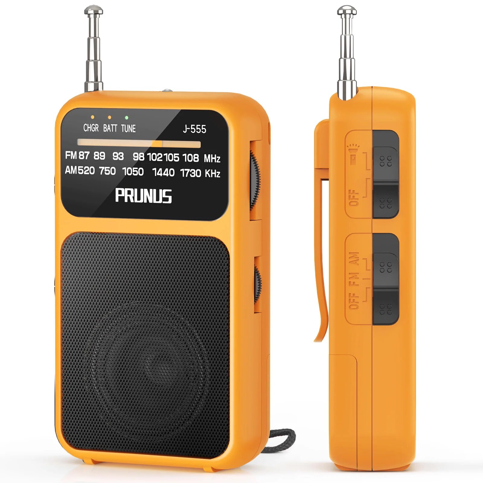 Портативное радио Prunus J-555, оранжевое, AM/FM