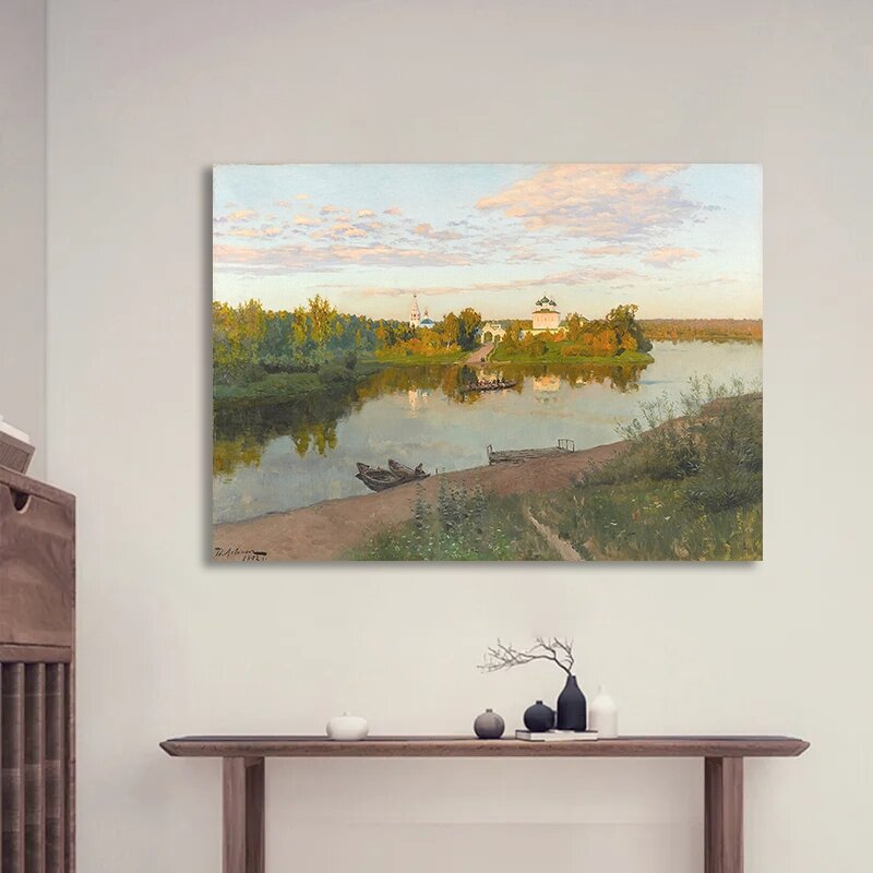 Репродукция / Русская картина на холсте, Левитан "Вечерний звон", 50х70 см.