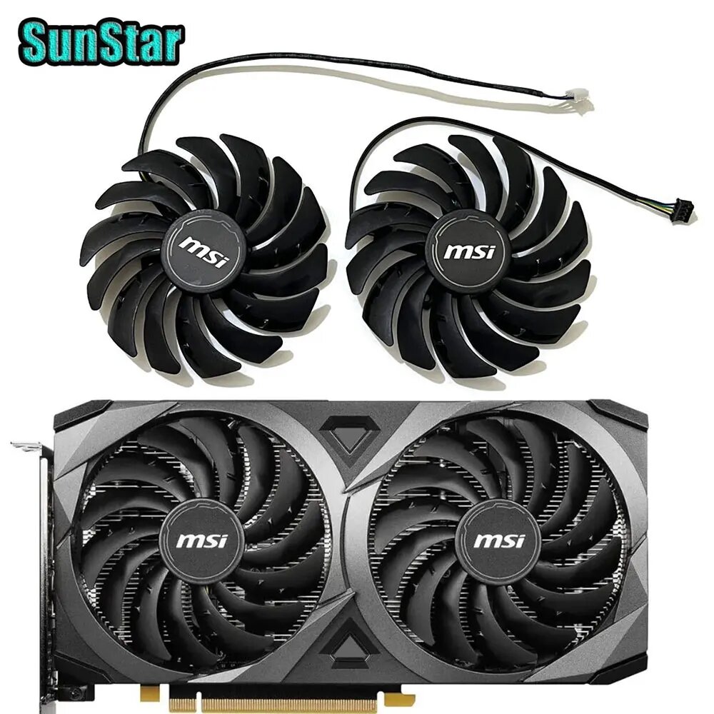 MSI Ventus 2X OC, 2 вентилятора, FAN-AB