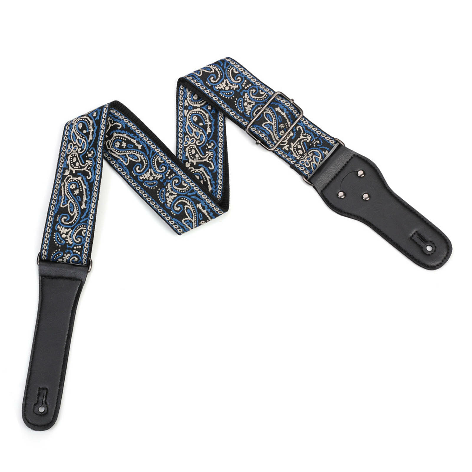 Сине-серый комплект гитарных ремней с вышивкой, народный акустический плечевой ремень, ремешок для гитары, комплект с нескользящей пряжкой