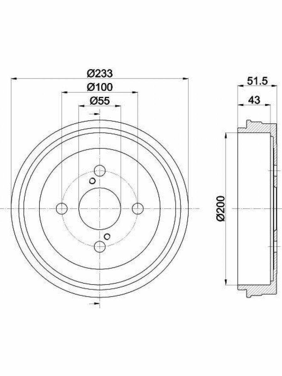 Барабан торм. для а/м Toyota Yaris Verso (99-)/Echo (99-) d 200 (TF 051341), TRIALLI TF051341