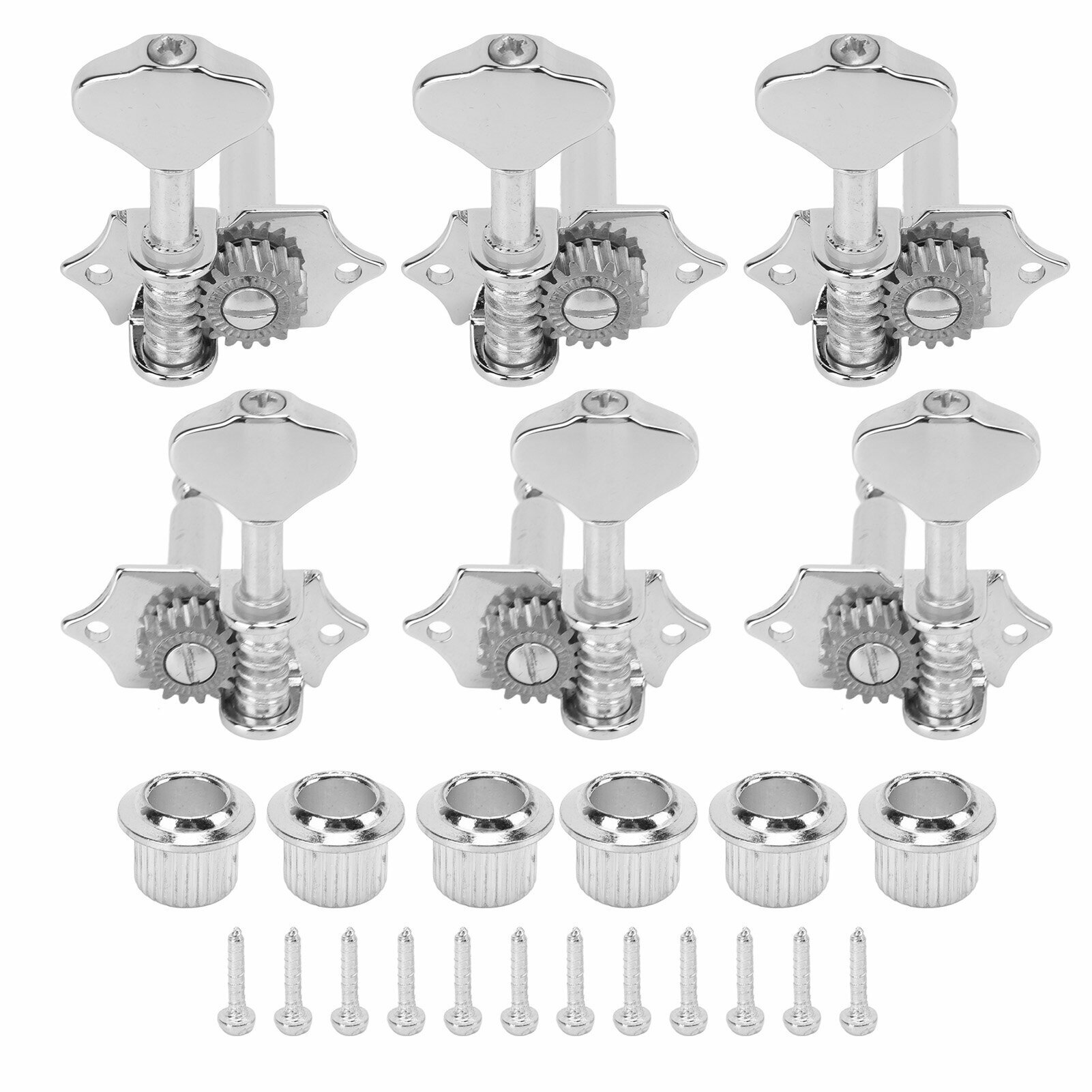 Ключ для настройки гитары, 3 левых и 3 правых, передаточное число 1:18, стабильный, прочный, легко устанавливается, детали музыкального инструмента, серебристый.