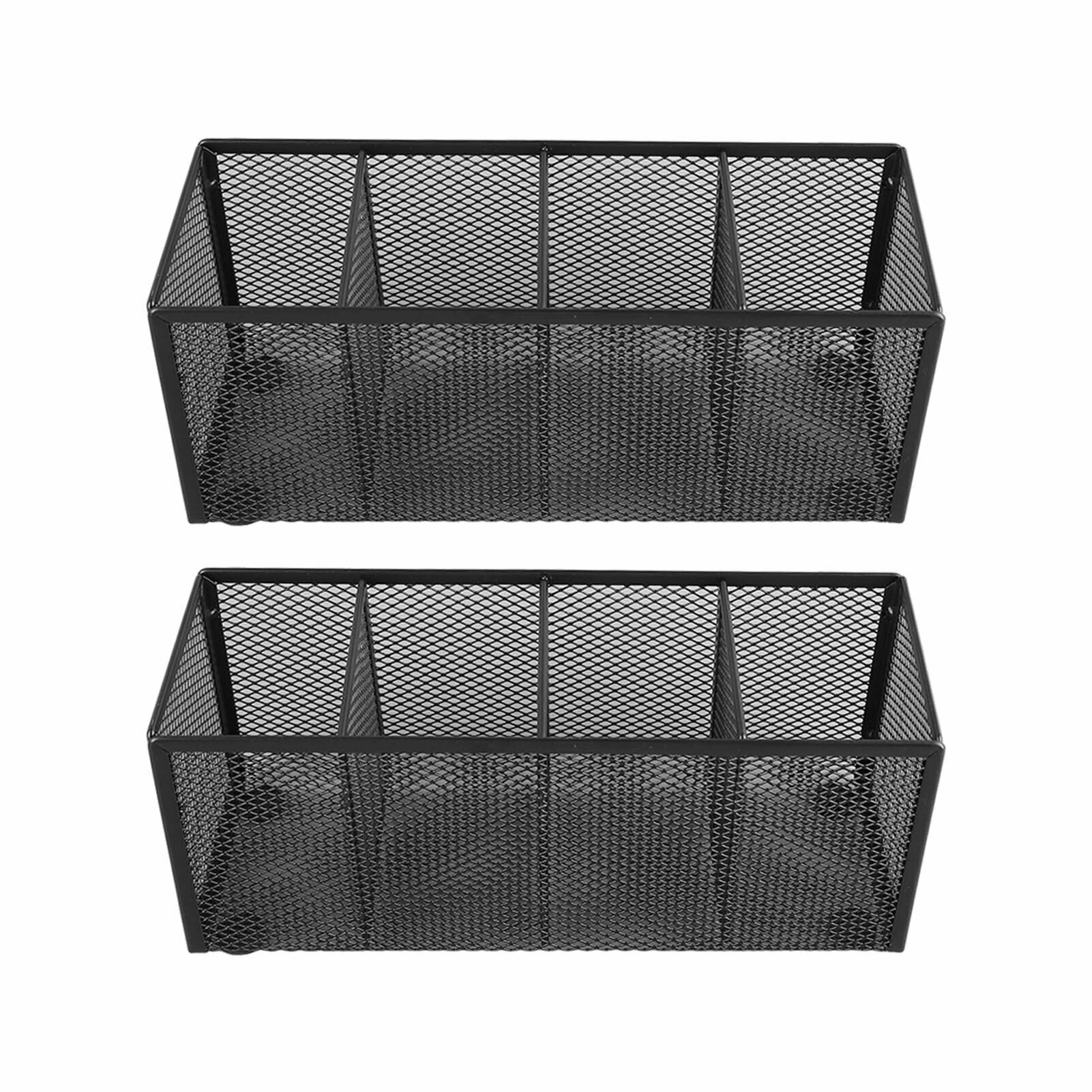 Mesh Pen Holder 4 Compartments Multipurpose Metal Pencil Organizer for Countertop Desk School Office