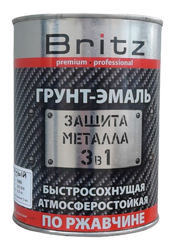 Грунт-Эмаль 3в1 Britz 2.2кг Коричневая, по Ржавчине, Быстросохнущий, Атмосферостойкий.