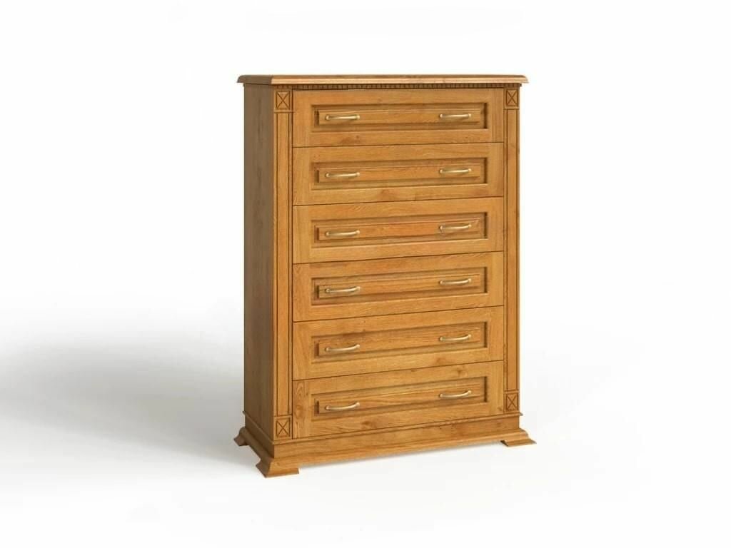 Комод Верди №122 из Массива сосны, 6 ящ, 80х40х140 см, классический орех 2
