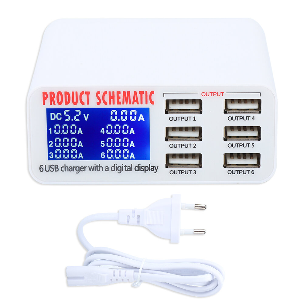 Многофункциональный адаптер питания USB-зарядного устройства Smart 6 Port для планшетов мобильного телефона (100-240 В ЕС)
