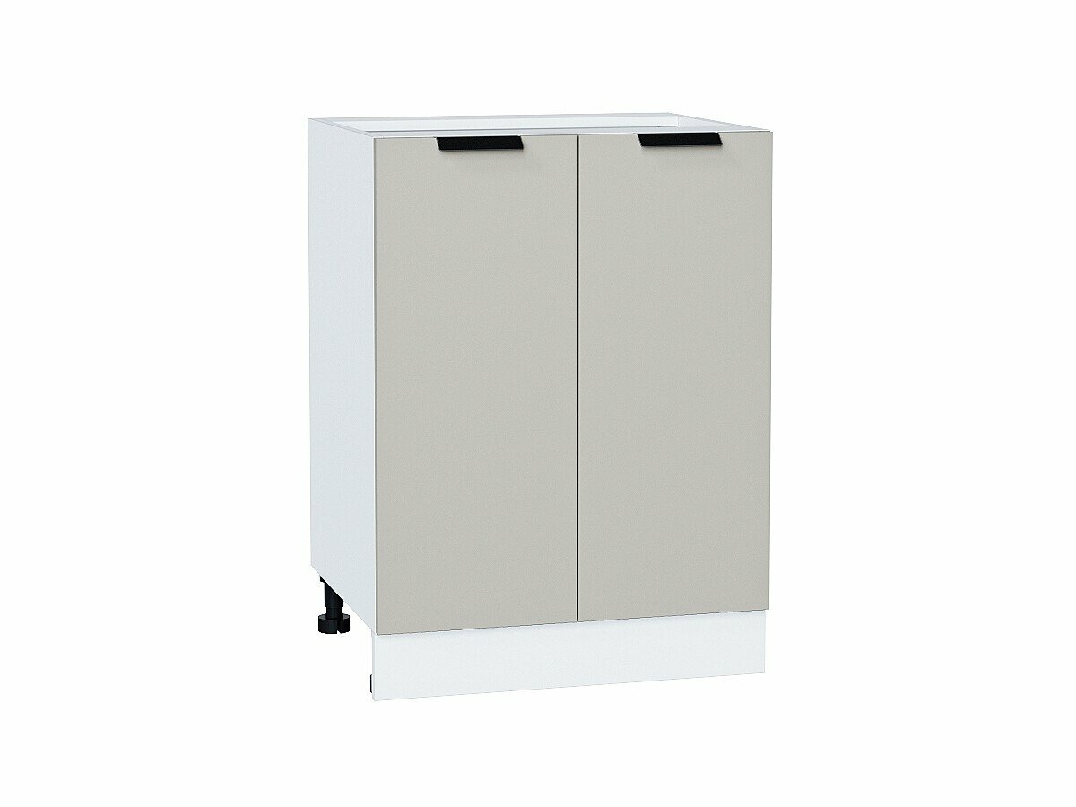 Шкаф нижний с 2-мя дверцами Евро, цвет фасада Агат, цвет каркаса Белый, 816*600*478 мм
