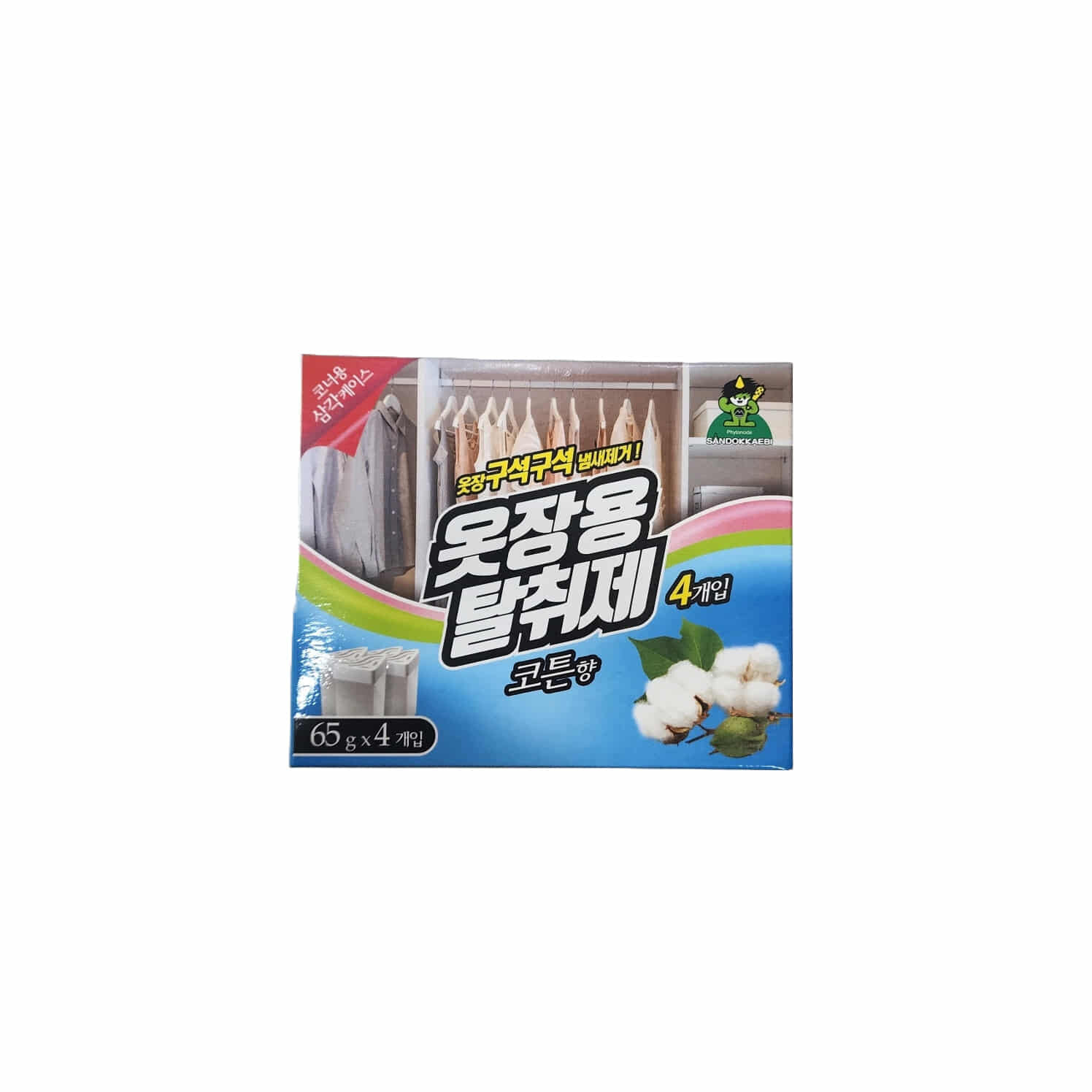 Sandokkaebi Средство против запаха (для полки одежного шкафа, аромат хлопка) 65 г х 4 шт.
