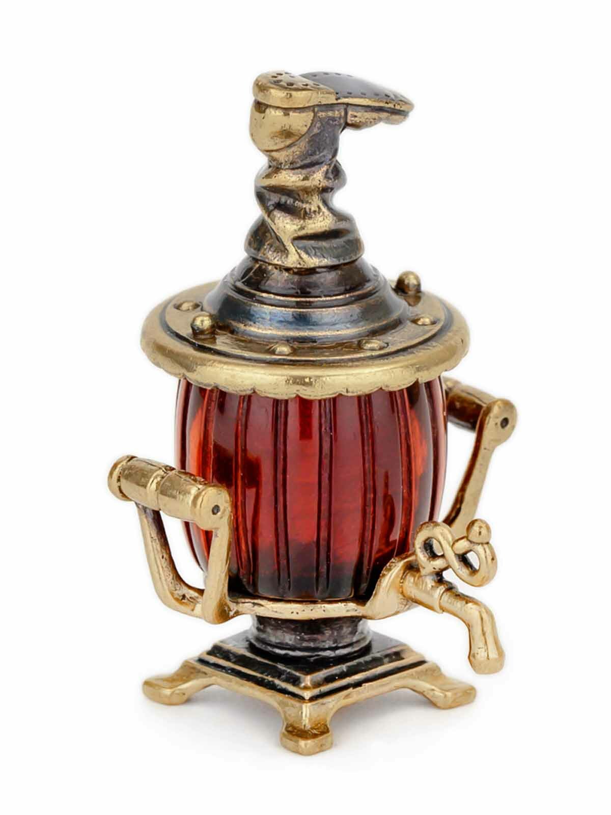 Сувенирная фигурка - Русский Самовар с сапогом, Балтийский Янтарь, 5 см