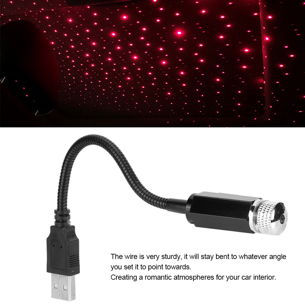 USB автомобильный светильник на крышу, звездное небо, романтический универсальный проектор, декоративная лампа, красный