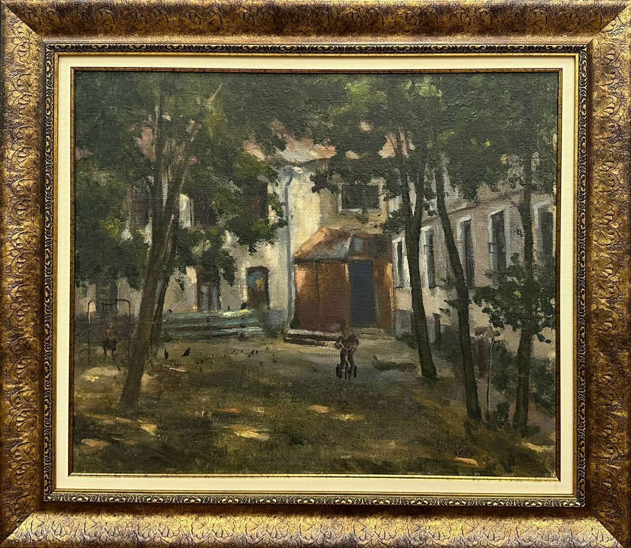 Картина "Двор в Замоскворечье". Оргалит/Масло, 1984. Размер 50х80 см. Автор Жданов В.