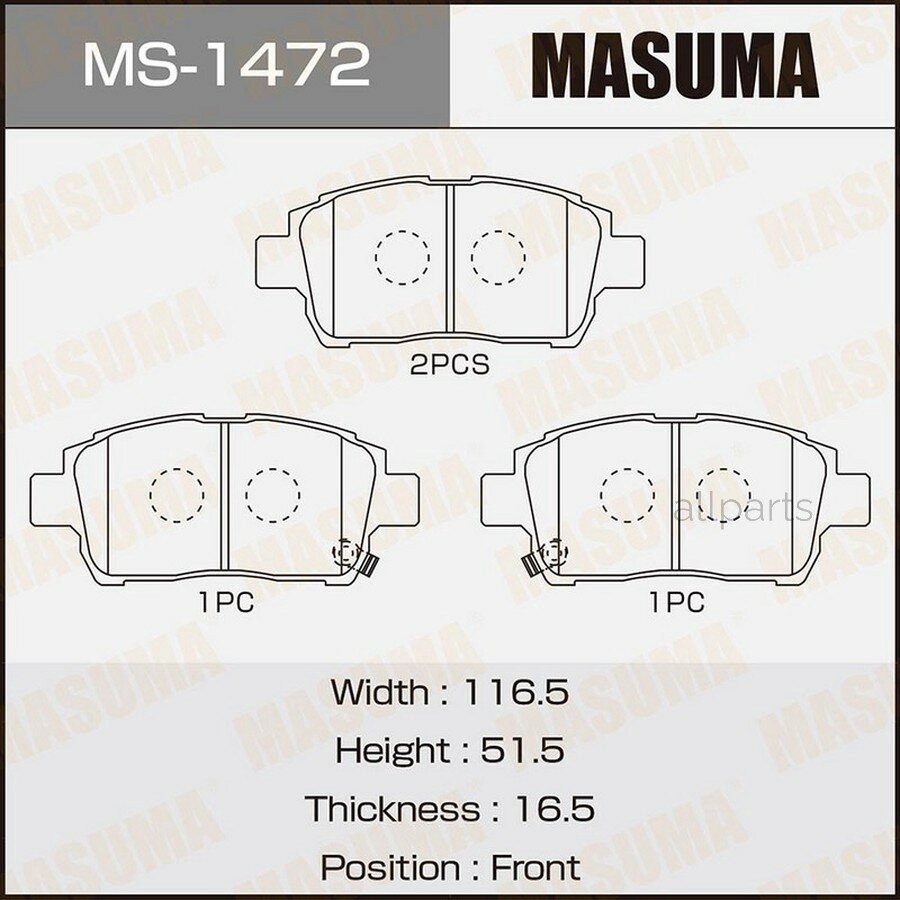 MASUMA MS-1472 Колодки тормозные дисковые