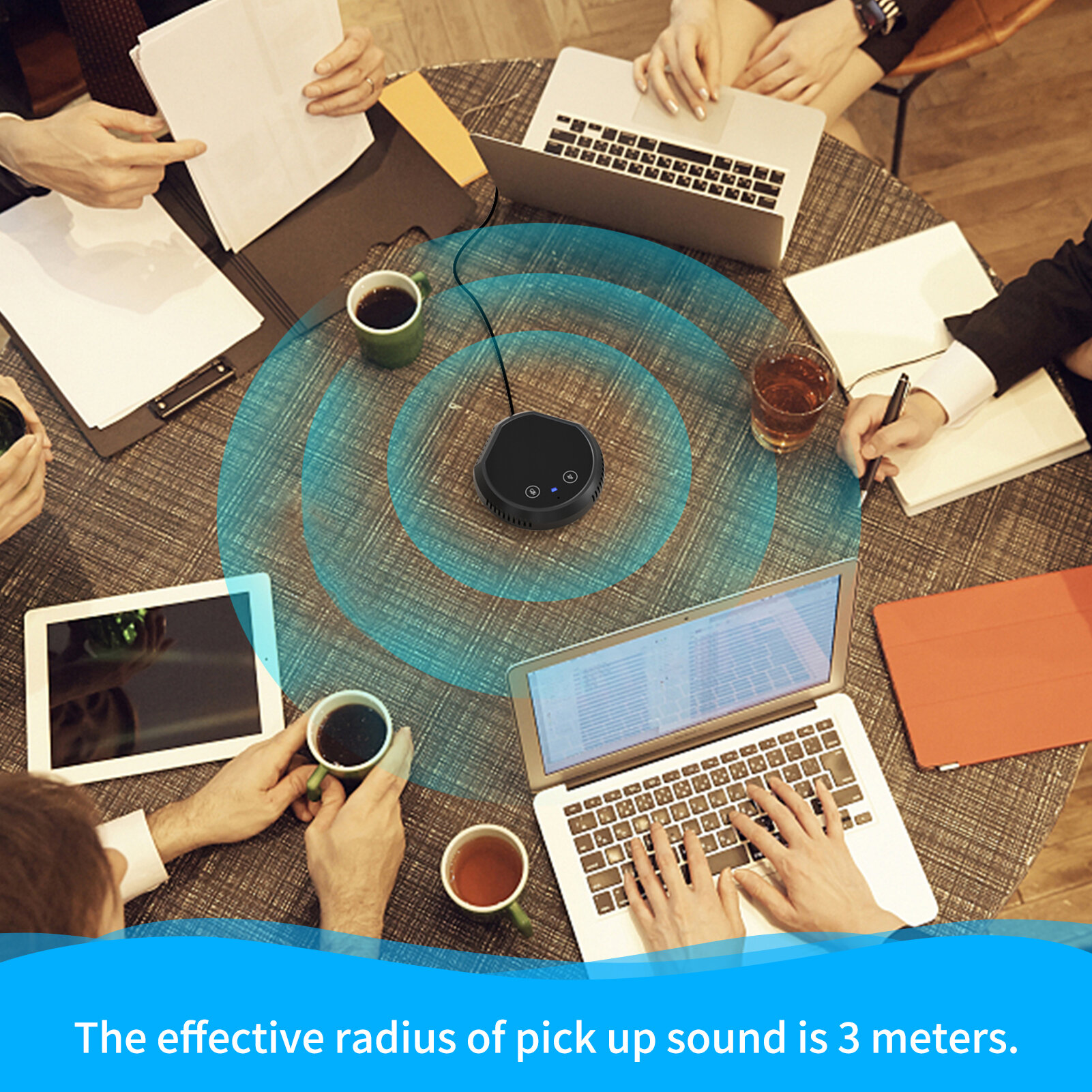 Настольный USB микрофон конференц-связи, 360 градусов, сенсорные кнопки, отключение звука, для Windows, Mac, Skype