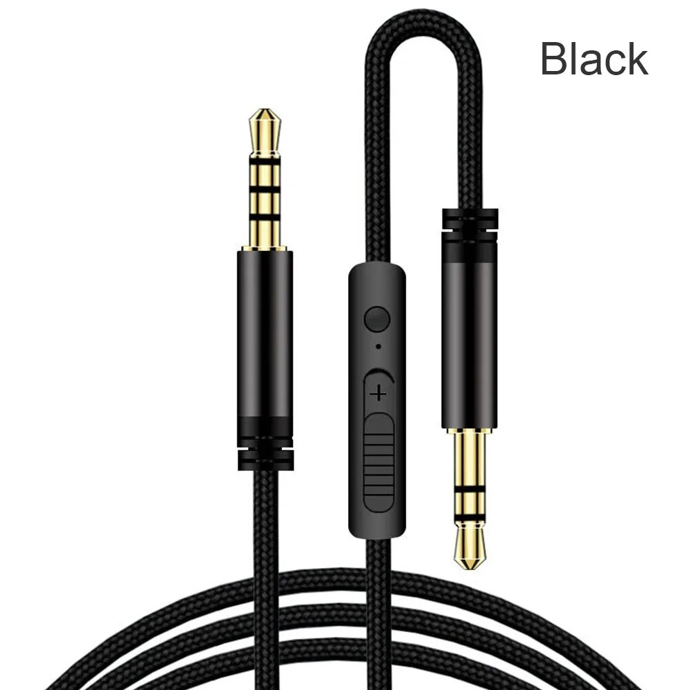Аудиокабель 3,5 мм штырь-штырь Линия Стерео Aux с регулятором громкости микрофона B-Black