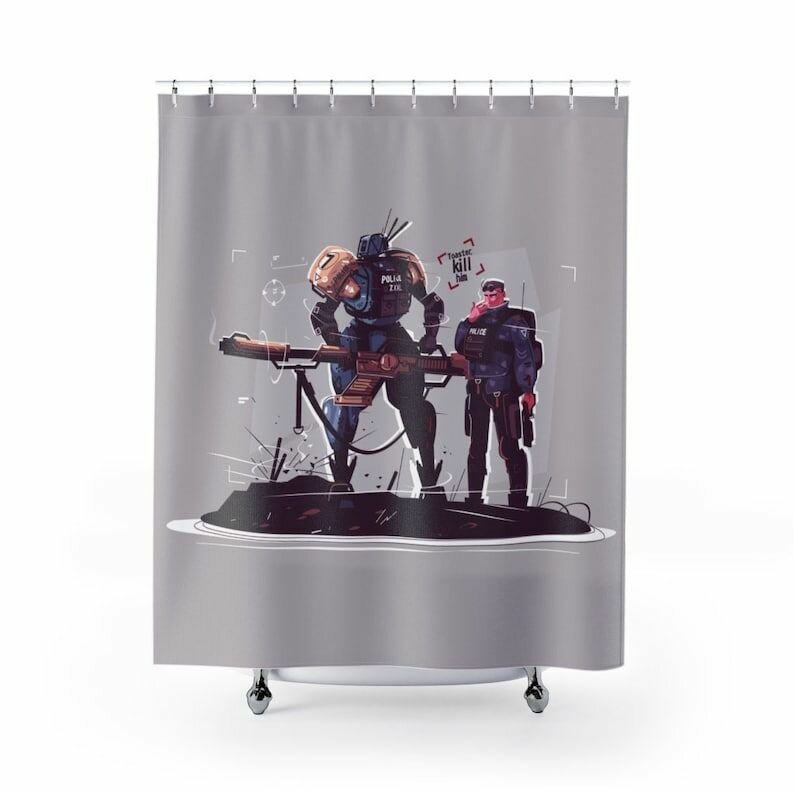 Душевая занавеска полицейский робот японская манга