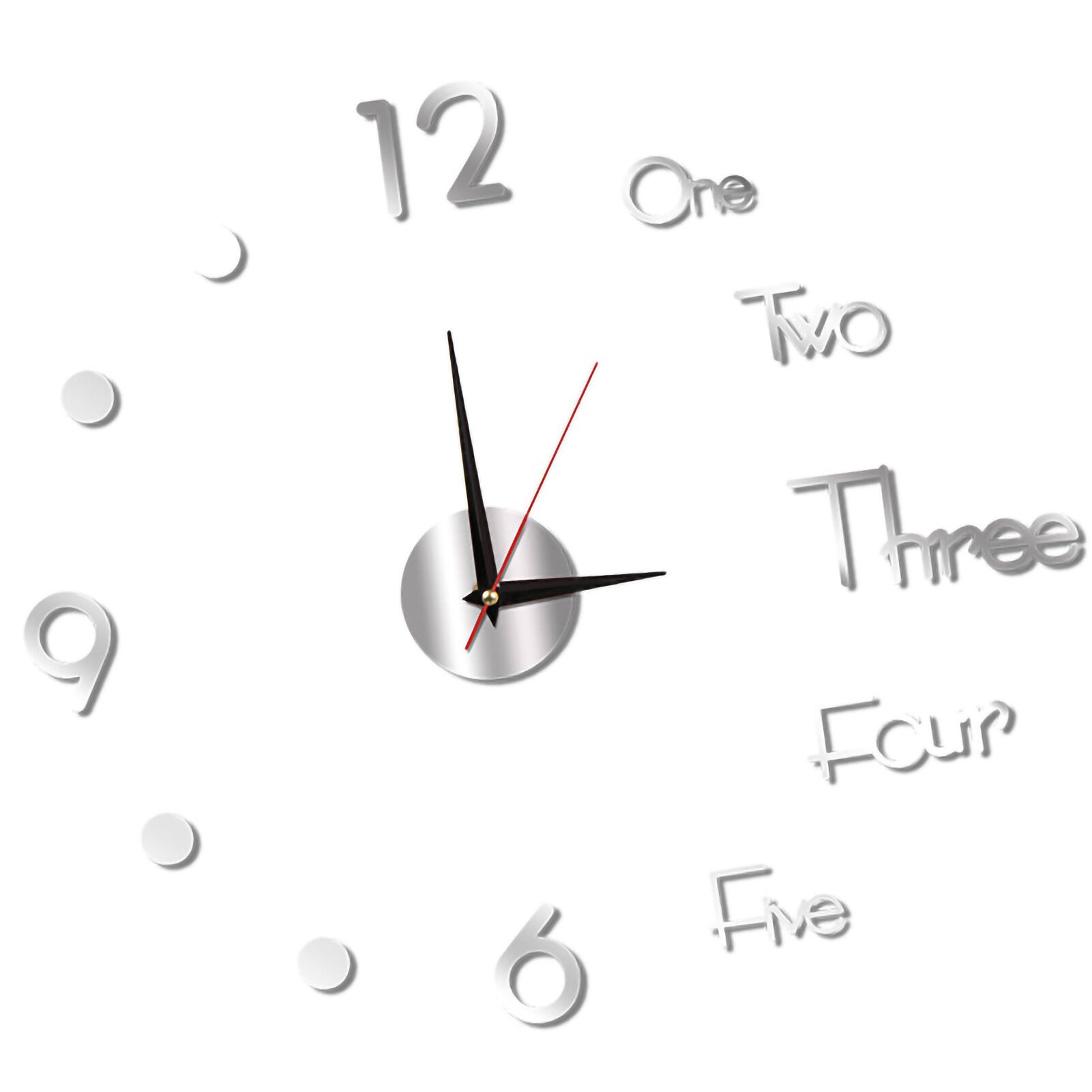 Настенные часы с ночником, безрамные декоративные светящиеся бесшумные часы для гостиной, спальни, серебристые, маленькие, 40 см/15,75 дюйма