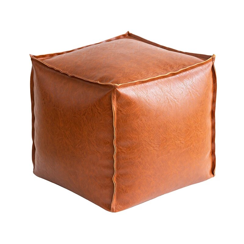 Табурет "Элегантная русская классика", для хранения вещей, кожаный, мягкий, оранжевый, 40х40х40 см