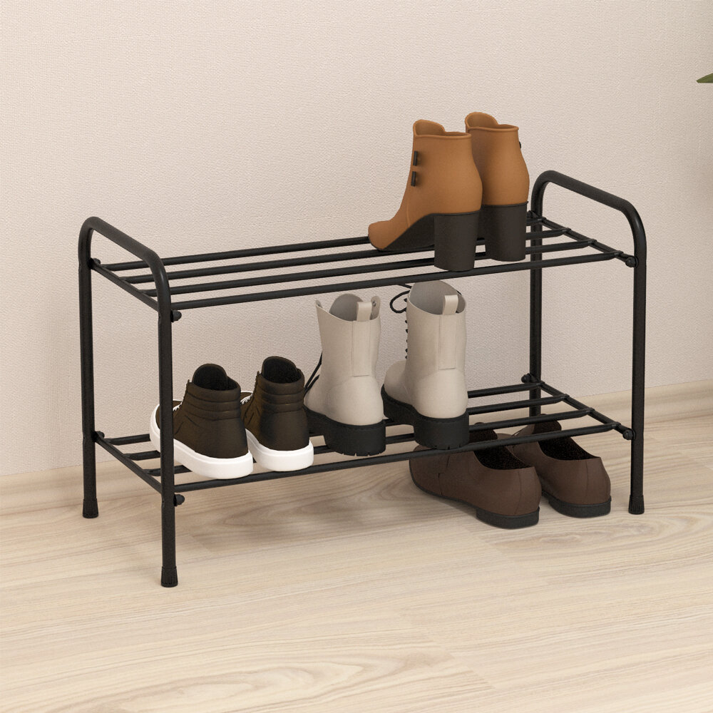 Подставка для обуви "Альфа 22", черная, 2 полки, сталь, 87х30х40 см