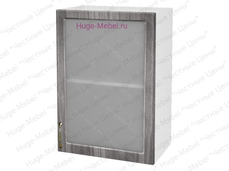 Кухонный шкаф верхний со стеклом 500 Юлия (сандал серый) Huge Mebel . Ширина 500 Высота 716. Кухонные шкафы