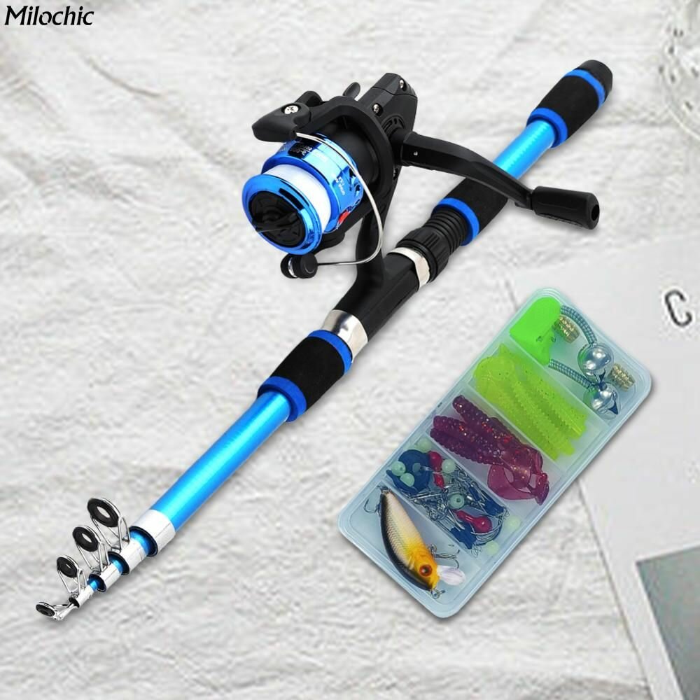 Комбинированный набор спиннинговых удилищ и катушек, телескопическая удочка длиной 1,8 метра, детская удочка