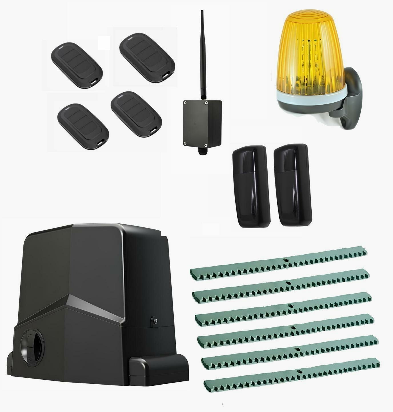 Автоматика для откатных ворот ARW-1000MKIT FULL6-BT-T4, комплект: привод, 4 пульта, лампа, фотоэлементы, 6 реек, Bluetooth-модуль