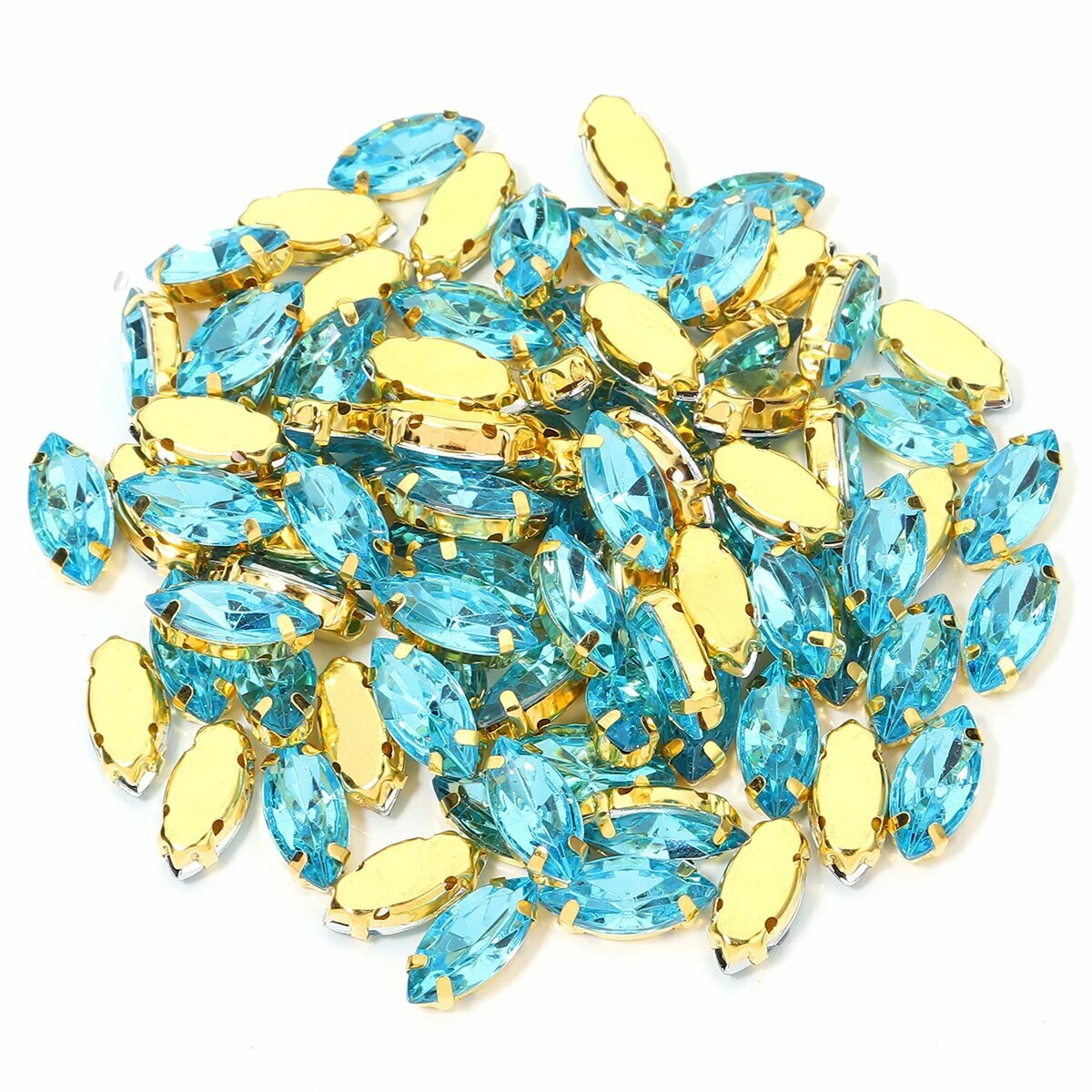 Стразы акрил Light Blue, когти конского глаза, 50 шт