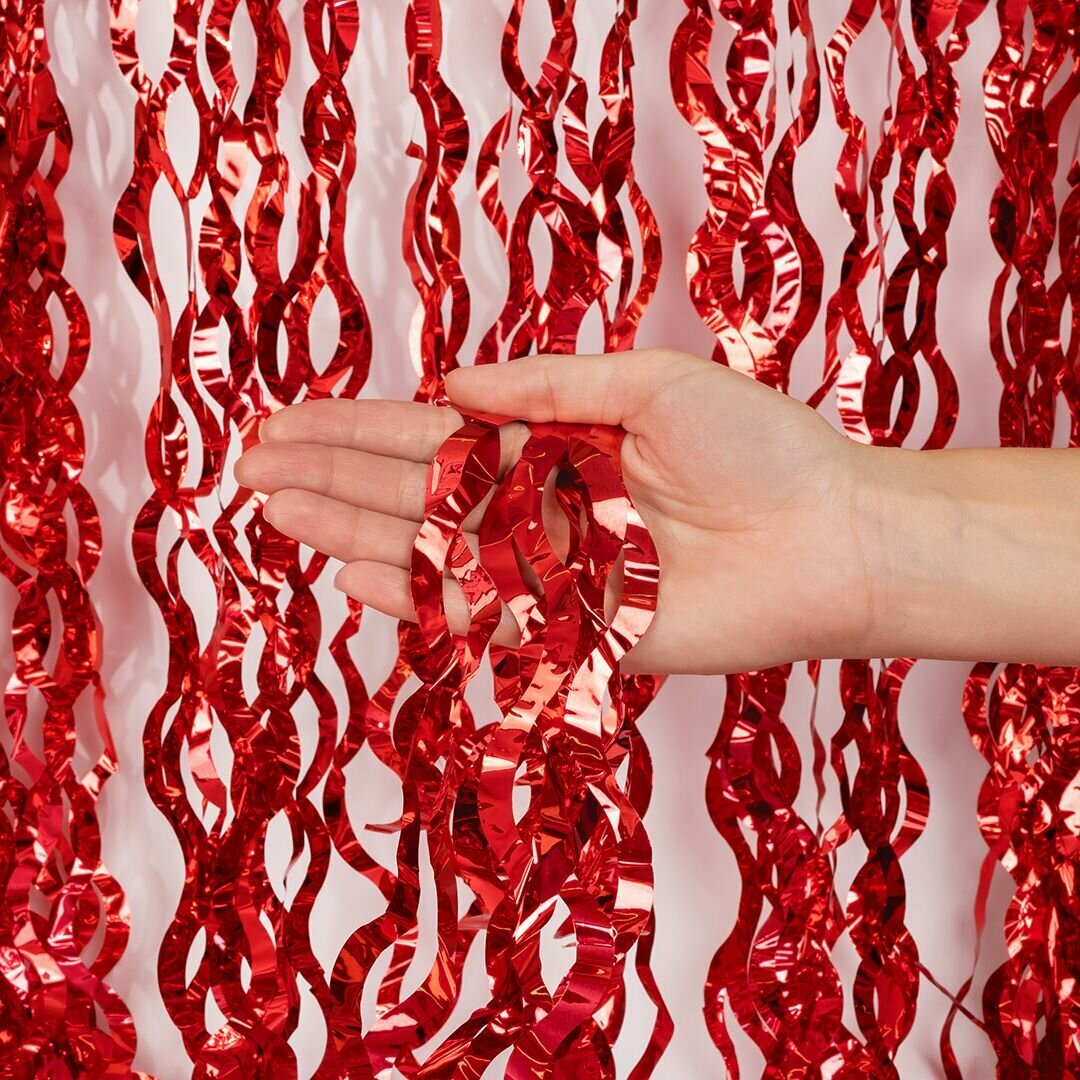 Дождик-занавес Волна веселья Волна красный металлик 100х200 см