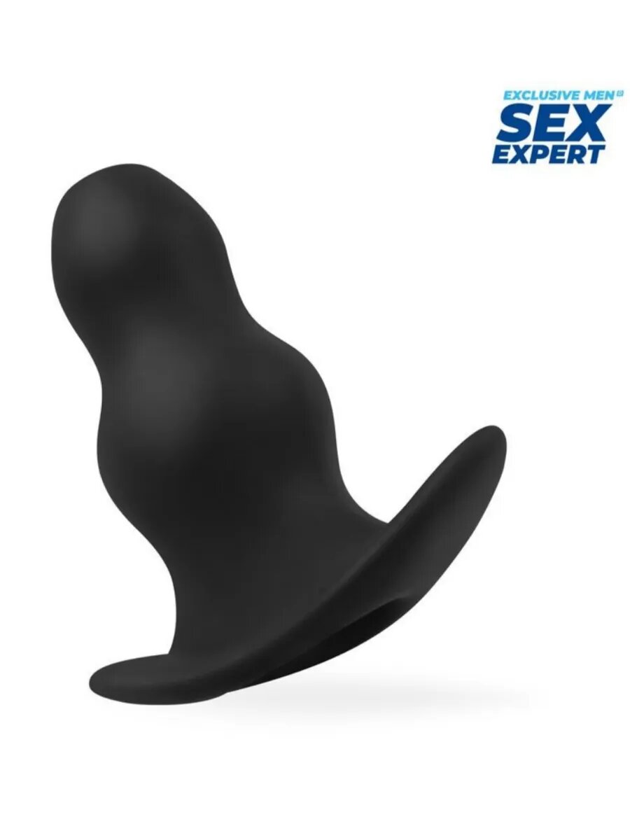 Черный рельефный анальный стимулятор-тоннель - 14 см