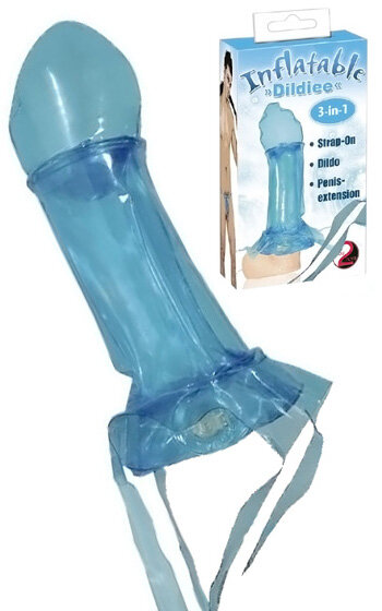 Надувной полый фаллоимитатор на поясе Orion. голубой