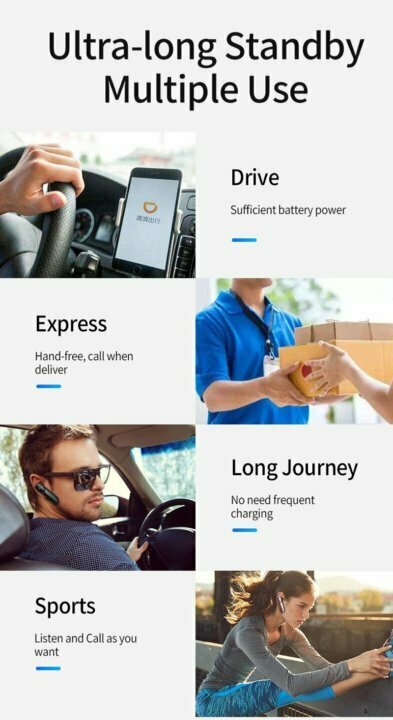 Гарнитура EONLINE "Keb", крепление на ухе, Bluetooth 5.0, время работы 12 ч — фото 1