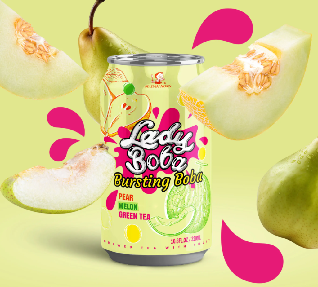 Зеленый чай Bubble "Lady Boba" со вкусом груши и дыни 320 мл, Тайвань