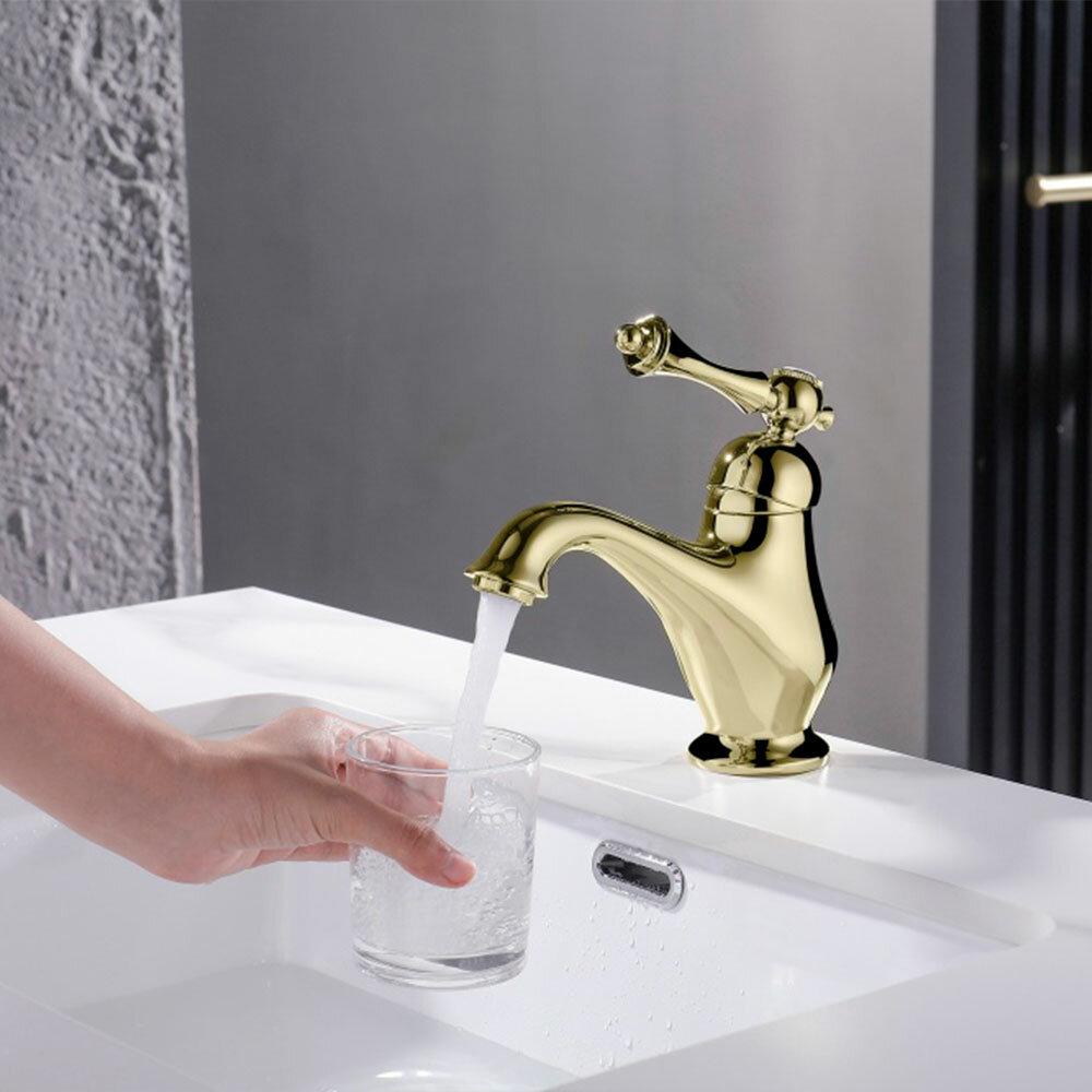 Смеситель для раковины и умывальника из латуни Ganzer Severin GZ77111-E золото