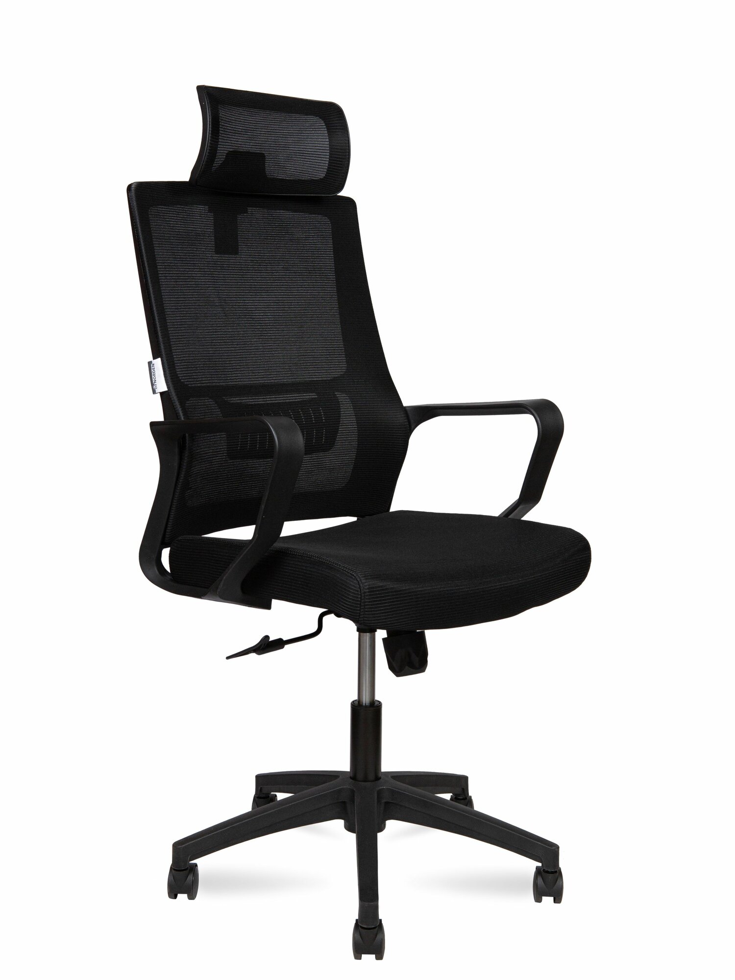 Кресло компьютерное Norden Max, черная обивка, механизм качания, подголовник, подлокотники