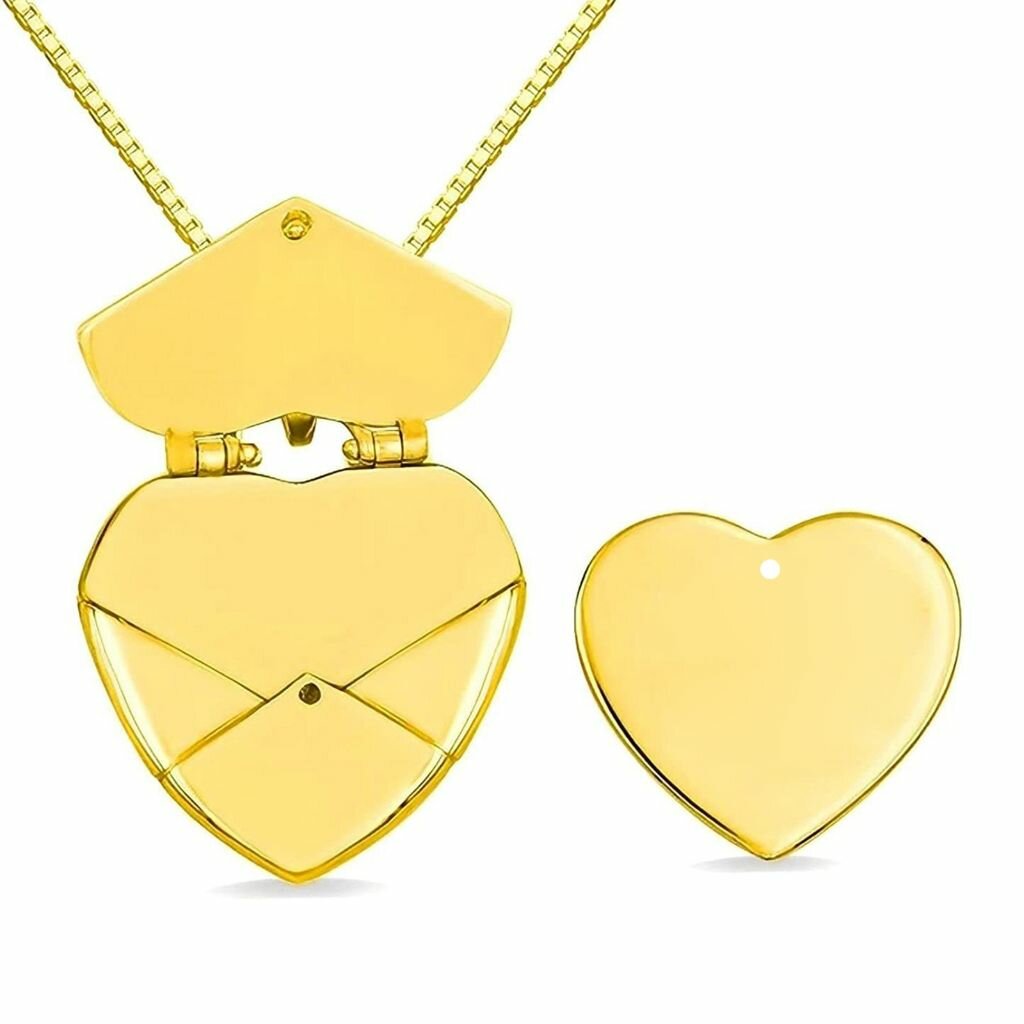 Серьга-кулон "Сердце в конверте", Золото