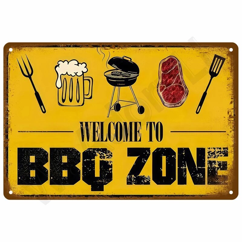 Винтажная вывеска "BBQ Zone" ASYA 40424, цвет ASYA 40424