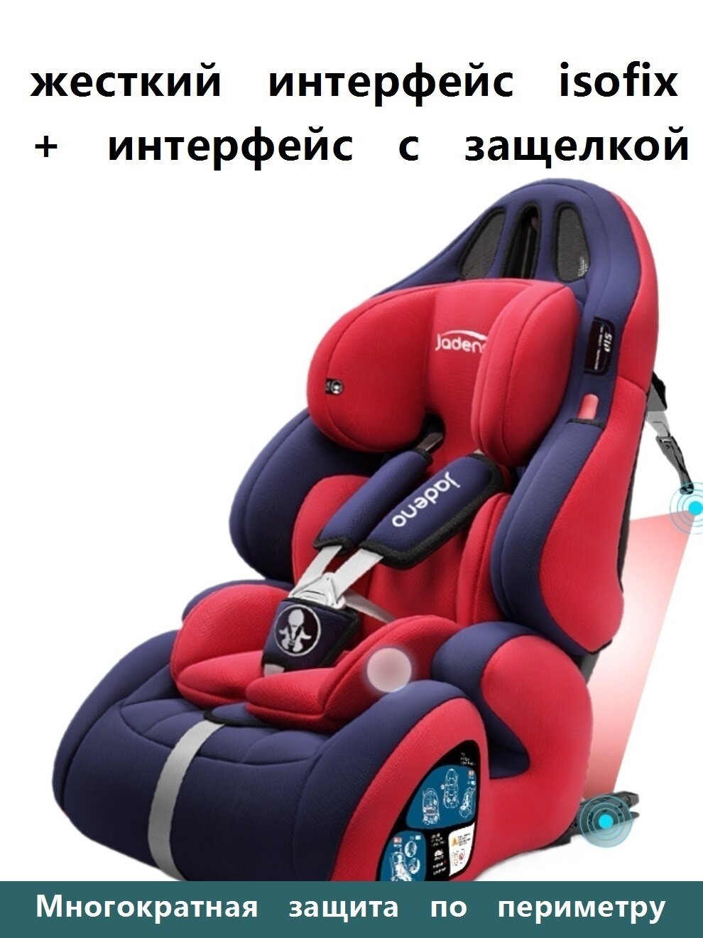 Автокресло, Aвтокресло детское, группа 1/2/3, Isofix крепление, черные/красные, до 36кг