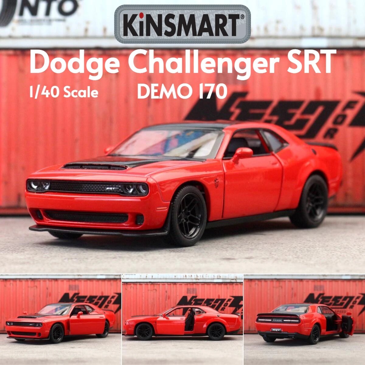 KiNSMART Dodge Challenger SRT, красный, 1/40