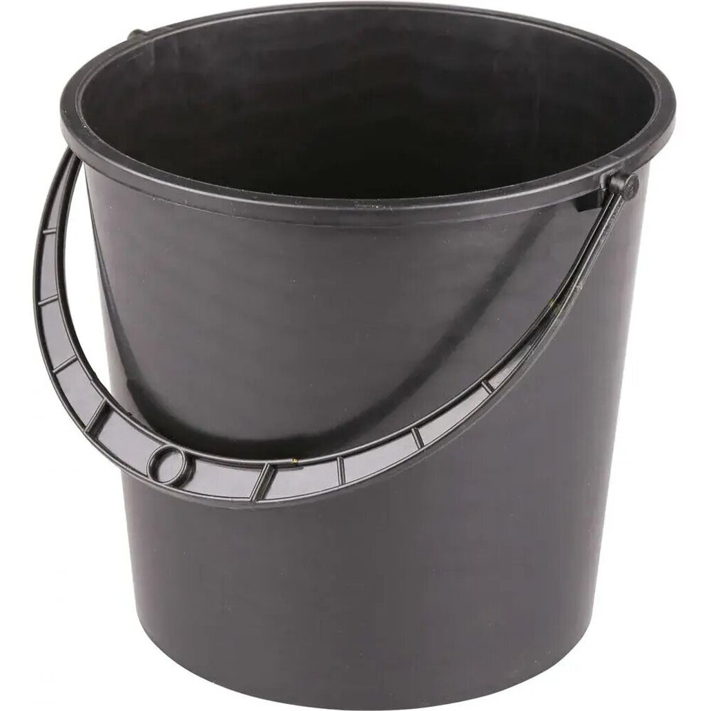 Ведро пластиковое 10л с ручкой, черный цвет, для дома и уборки