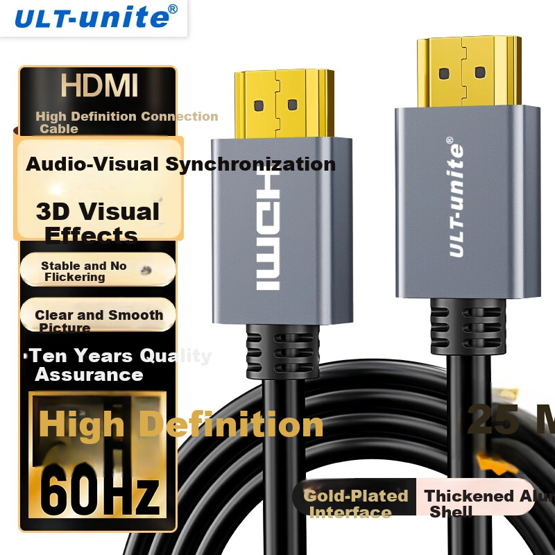 ULT-unite HDMI Cable 4K High Definition Cable for Home Installation 3D Video Cable for Laptop Set-top Box Connecting TV Projector Monitor Data Cable 25m